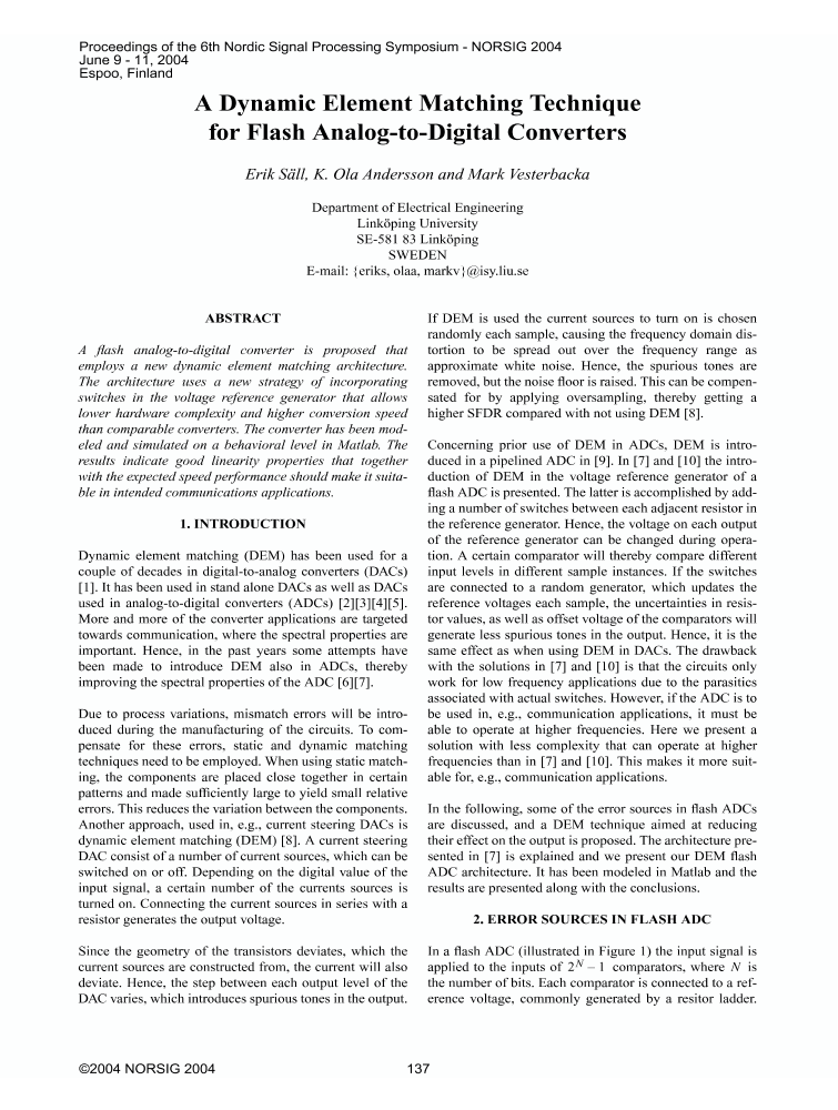 A dynamic element matching technique for flash analog-to-digital ...