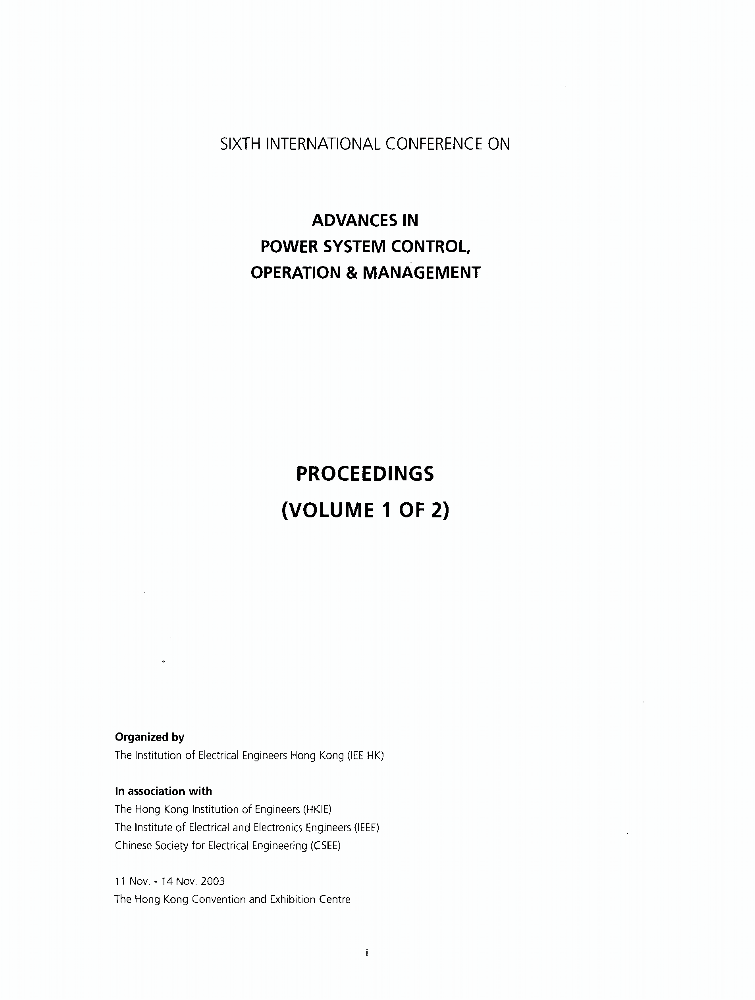 Sixth International Conference on Advances in Power System Control ...