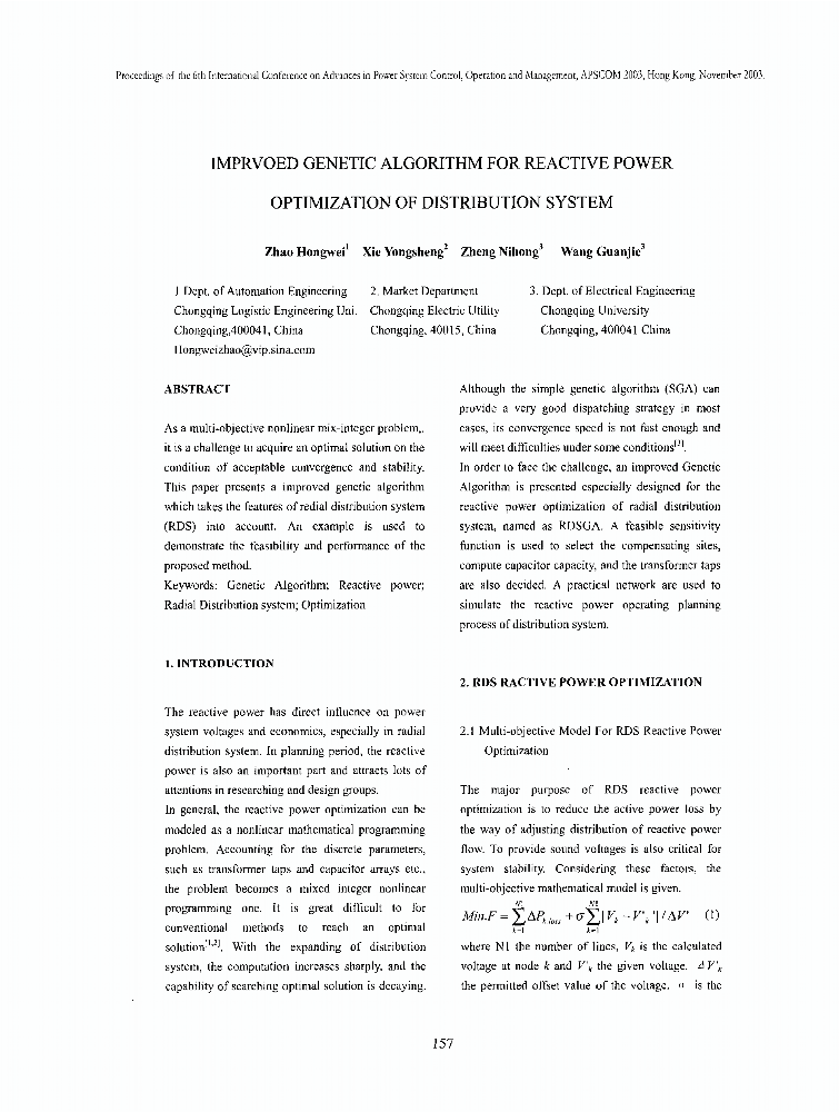 Imprvoed genetic algorithm for reactive power optimization of ...