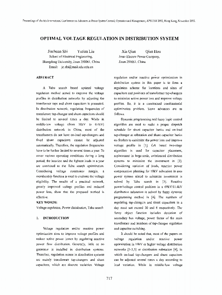 Optimal voltage regulation in distribution system | IET Conference ...