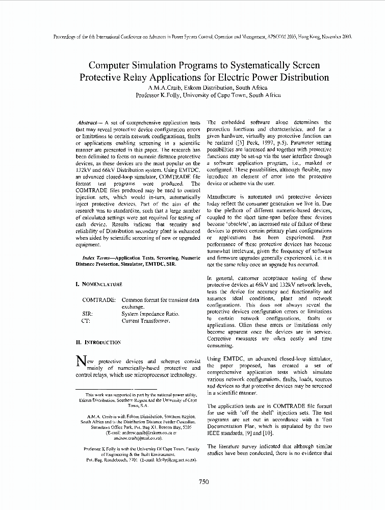 Computer simulation programs to systematically screen protective relay ...