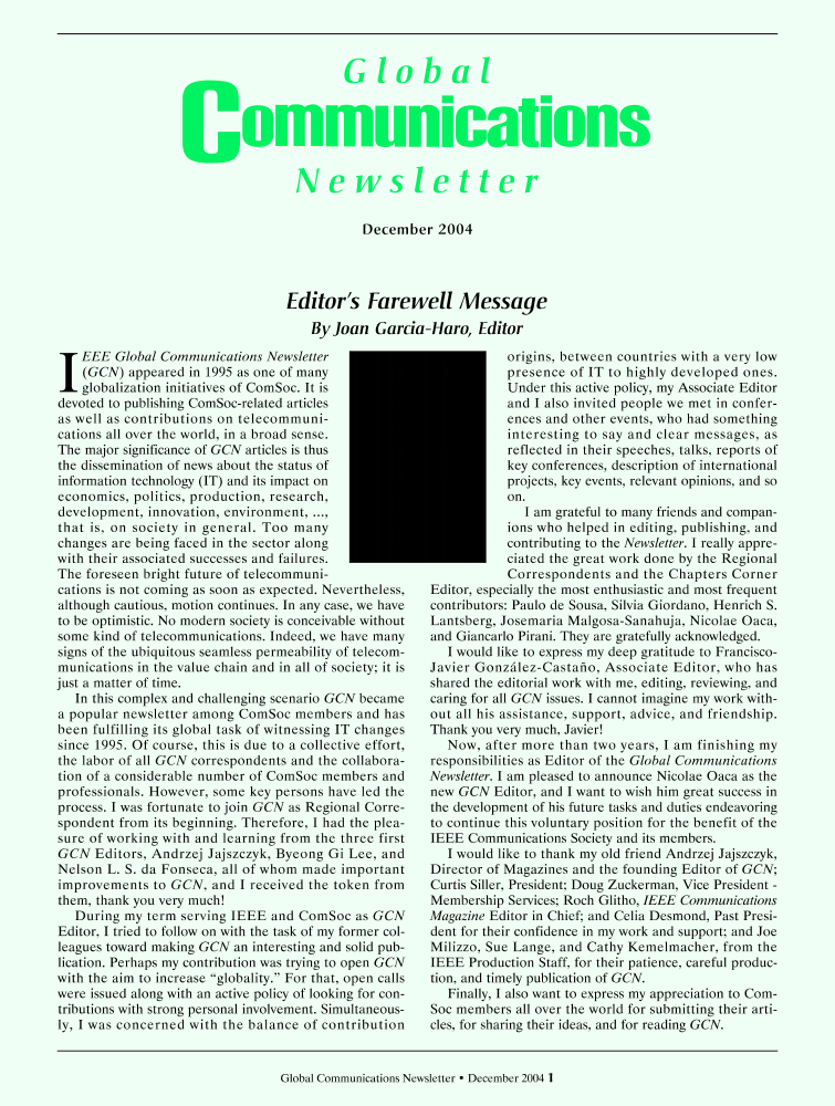 Global Communications Newsletter | IEEE Journals & Magazine | IEEE Xplore