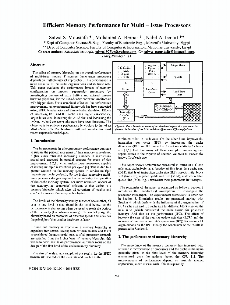 Efficient memory performance for multi - issue processors | IEEE Conference Publication | IEEE ...