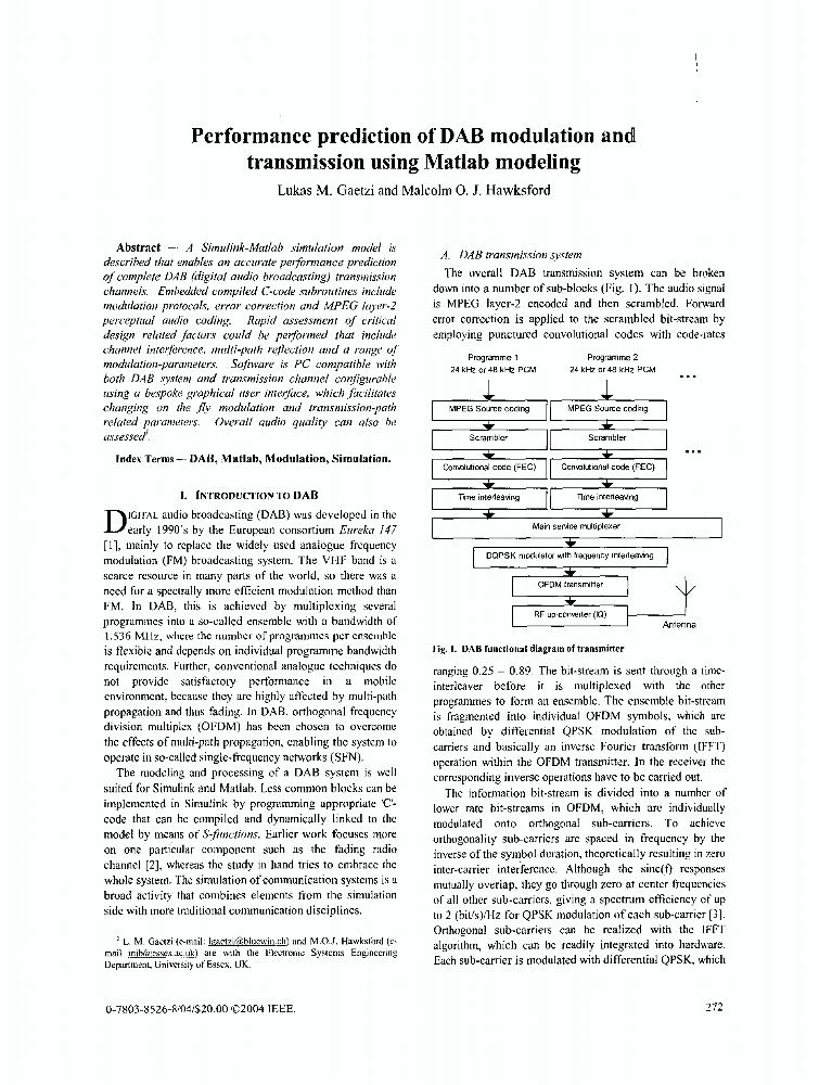 Performance prediction of dab modulation and transmission using matlab modeling | IEEE ...