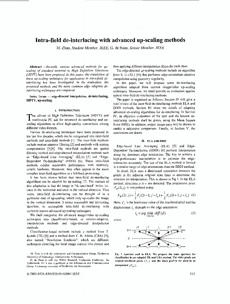 Intra-field de-interlacing with advanced up-scaling methods | IEEE ...