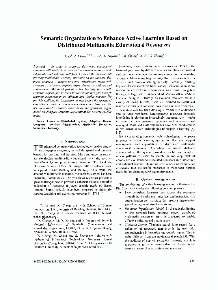 Semantic organization to enhance active learning based on distributed ...