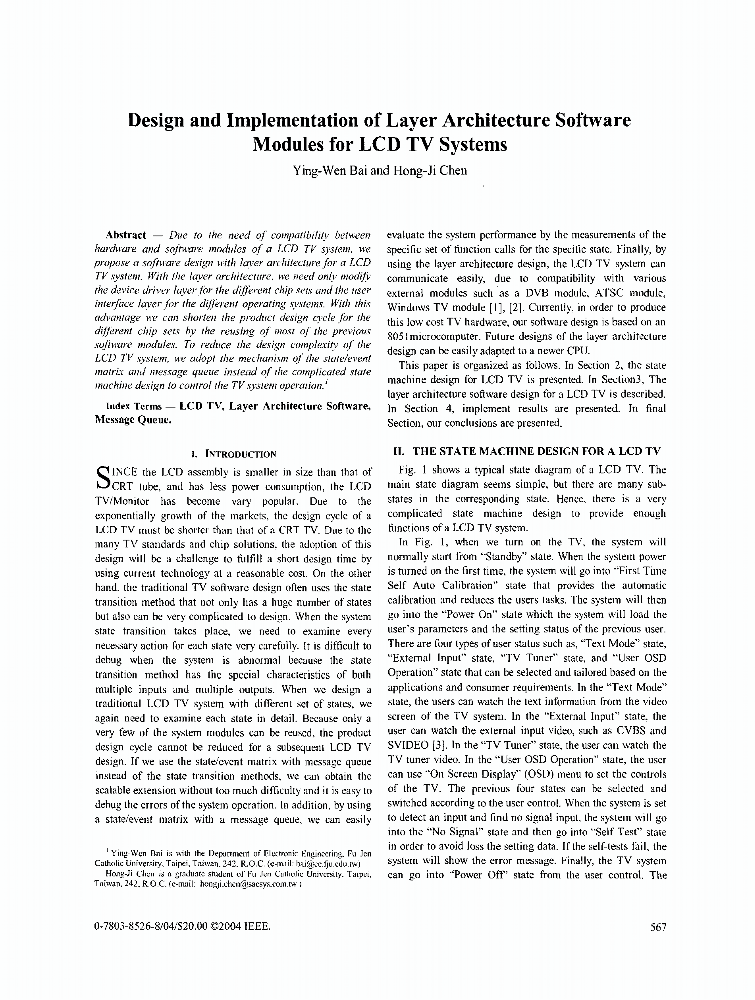 Design and implementation of layer architecture software modules for LCD TV systems | IEEE ...