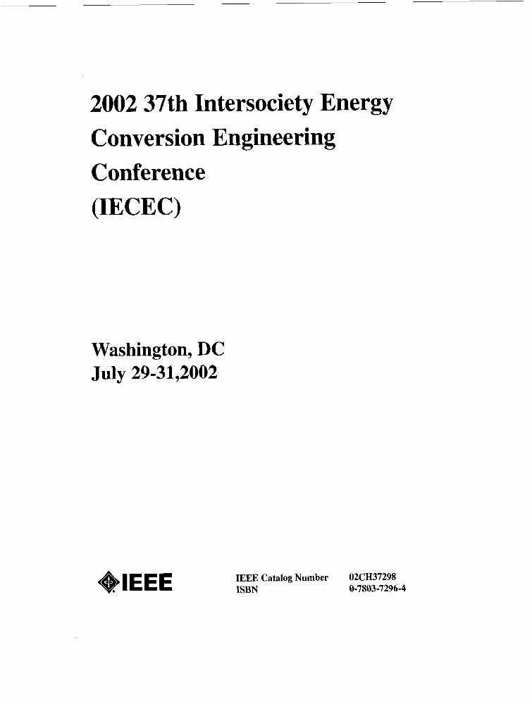 2002 37th Intersociety Energy Conversion Engineering Conference (IECEC ...