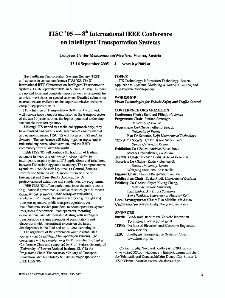 ITSC '05 - 8th International IEEE Conference on Intelligent ...