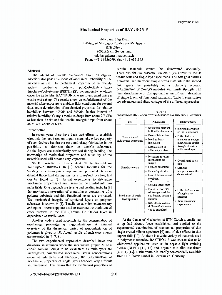 Mechanical properties of BAYTRON P | IEEE Conference Publication | IEEE ...