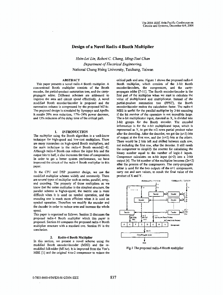 Design of a novel radix-4 booth multiplier | IEEE Conference ...