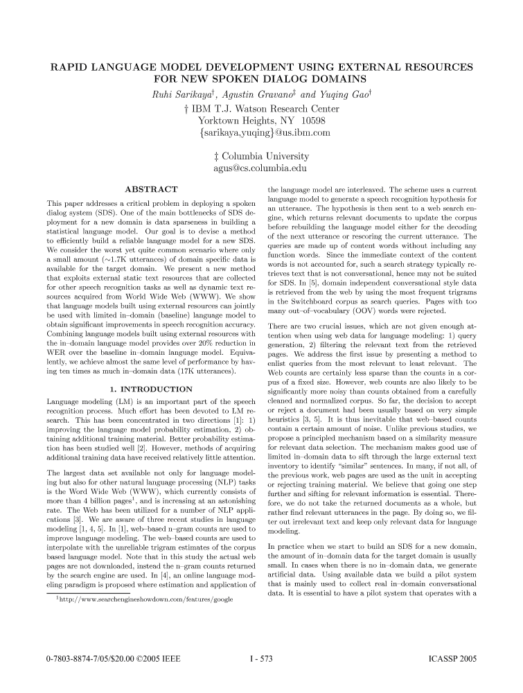 Rapid language model development using external resources for new ...