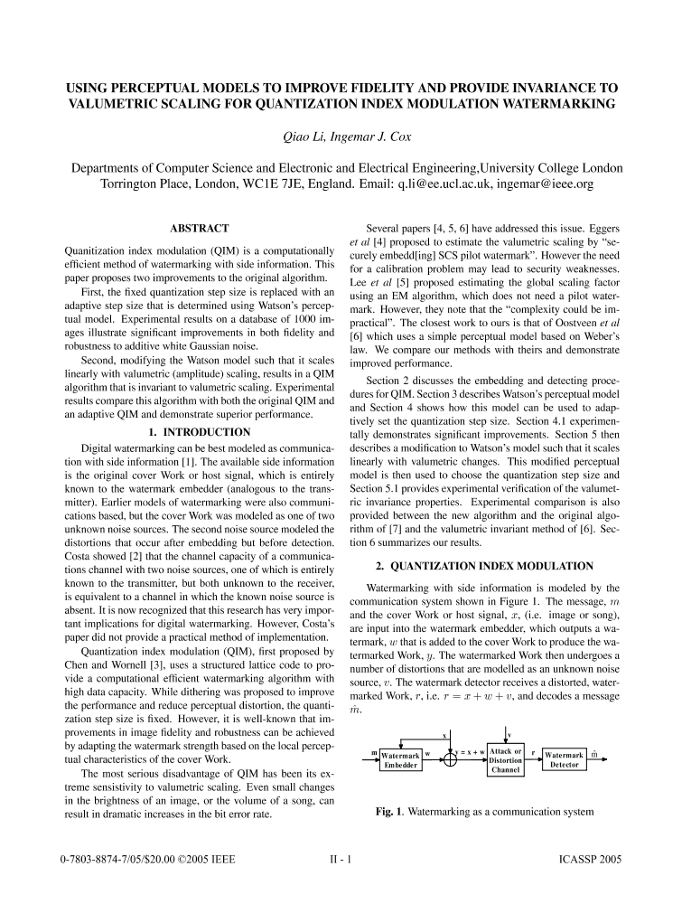 Using perceptual models to improve fidelity and provide invariance to ...