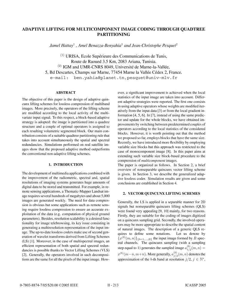 Adaptive Lifting For Multicomponent Image Coding Through Quadtree Partitioning Ieee Conference