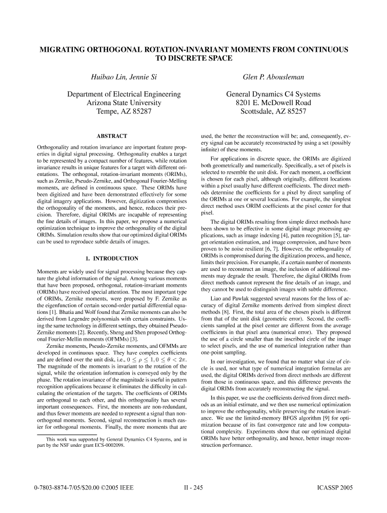 Migrating Orthogonal Rotation Invariant Moments From Continuous To Discrete Space Image