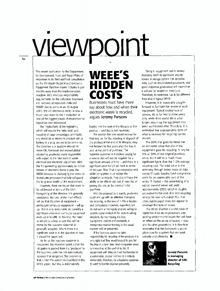 Viewpoint - WEEE's hidden costs | IET Journals & Magazine | IEEE Xplore