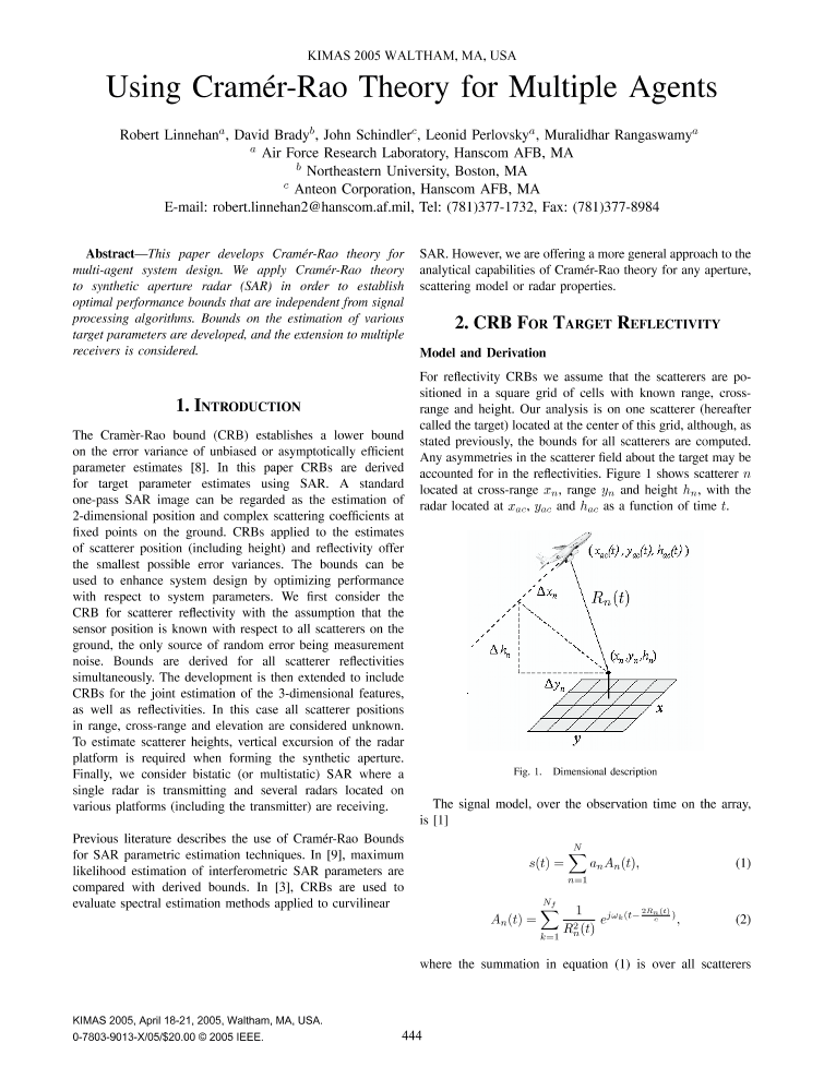 Using Cramer-Rao theory for multiple agents | IEEE Conference ...