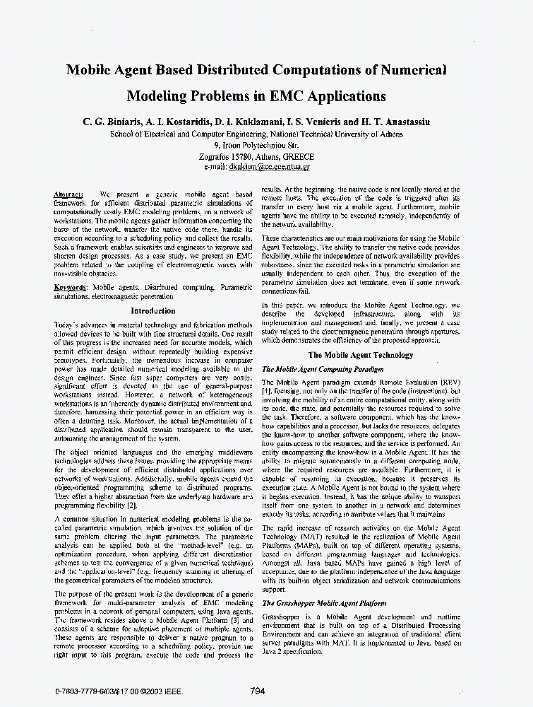 Mobile agent based distributed computations of numerical modeling problems in EMC applications ...