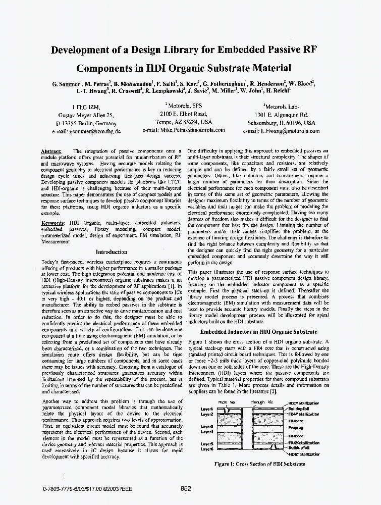 Development of a design library for embedded passive RF components in ...
