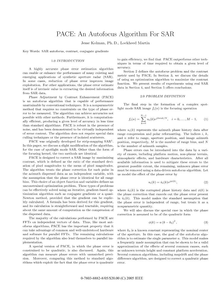 PACE: an autofocus algorithm for SAR | IEEE Conference Publication ...