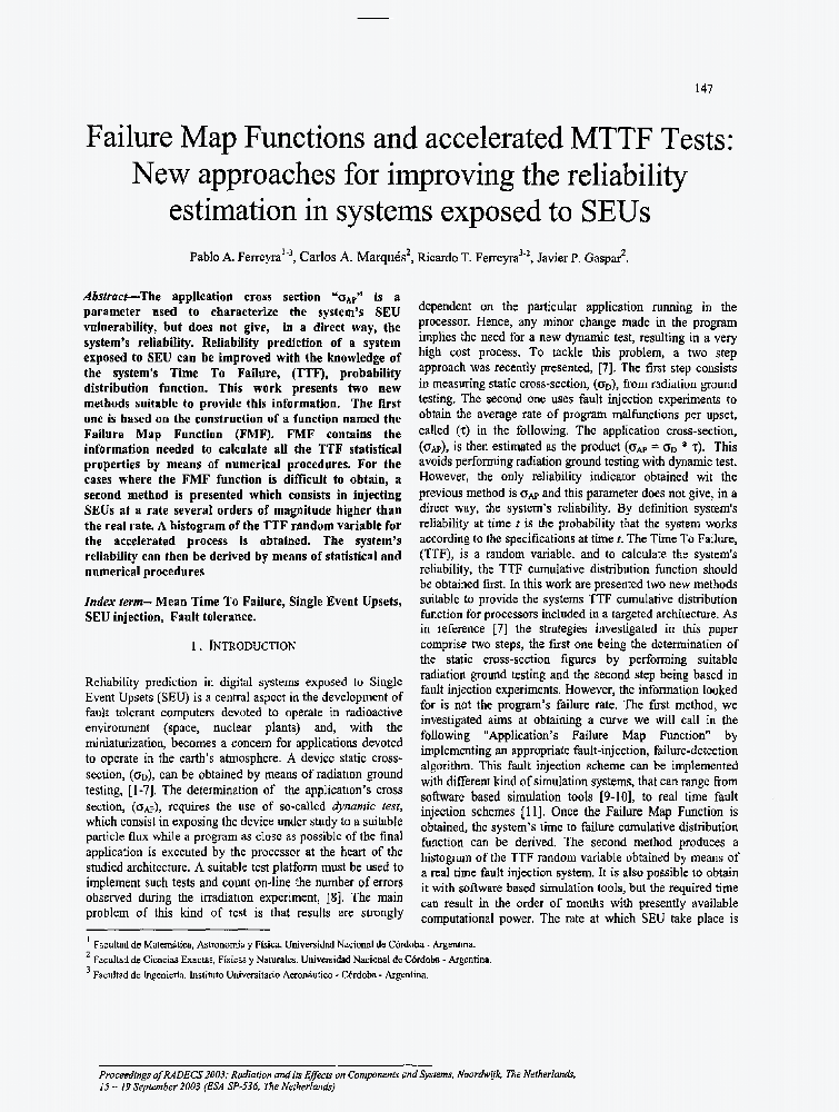Failure map functions and accelerated MTTF tests: now approaches for ...