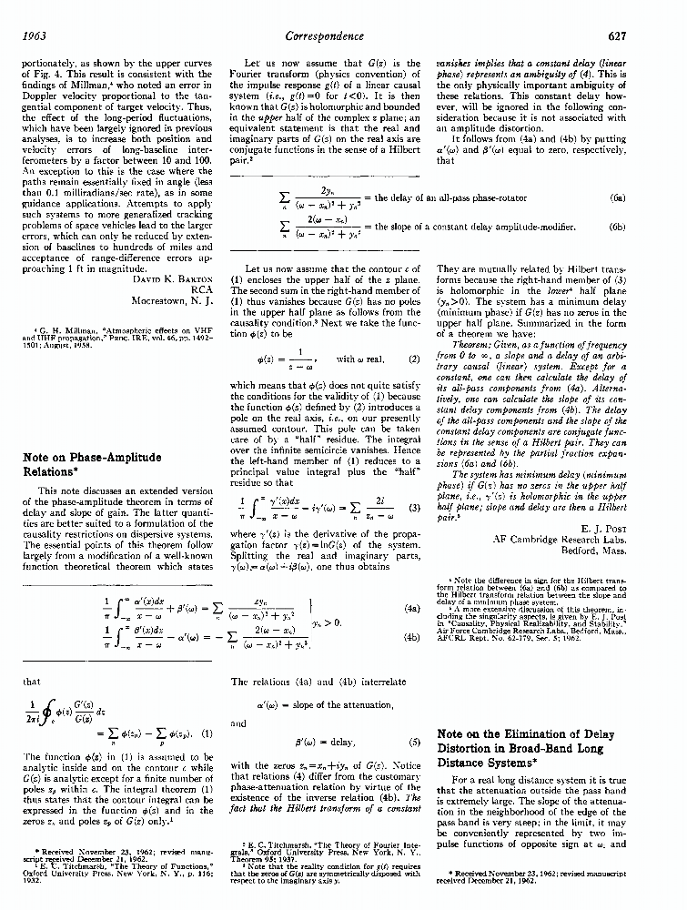 Note on the elimination of delay distortion in broad-band long distance ...