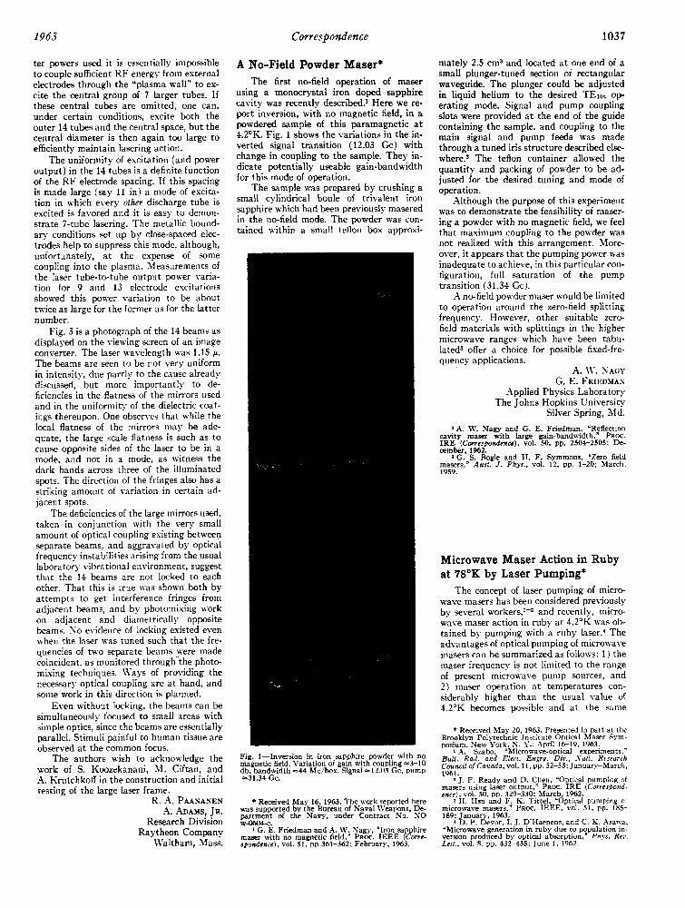 Microwave maser action in ruby at 78°K by laser pumping | IEEE Journals ...