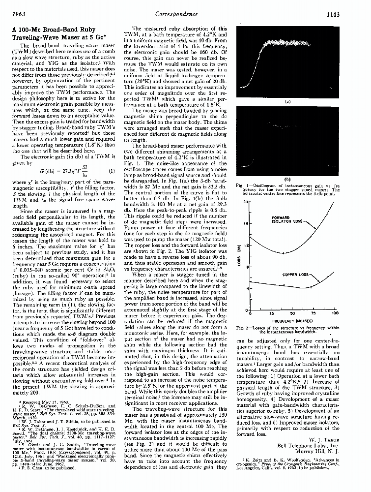 A 100-Mc broad-band ruby traveling-wave maser at 5 Gc | IEEE Journals ...