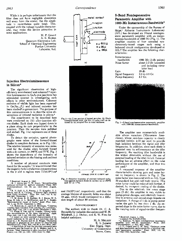S-band nondegenerative parametric amplifier with 1000-Mc instantaneous ...