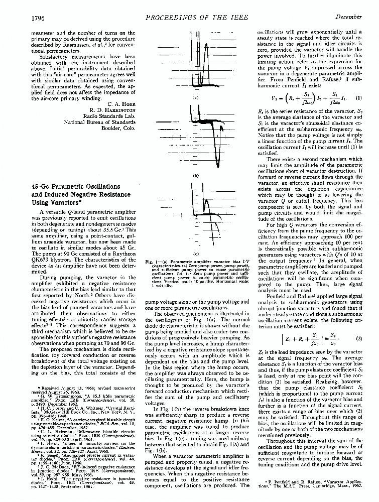 45-Gc parametric oscillations and induced negative resistance using ...