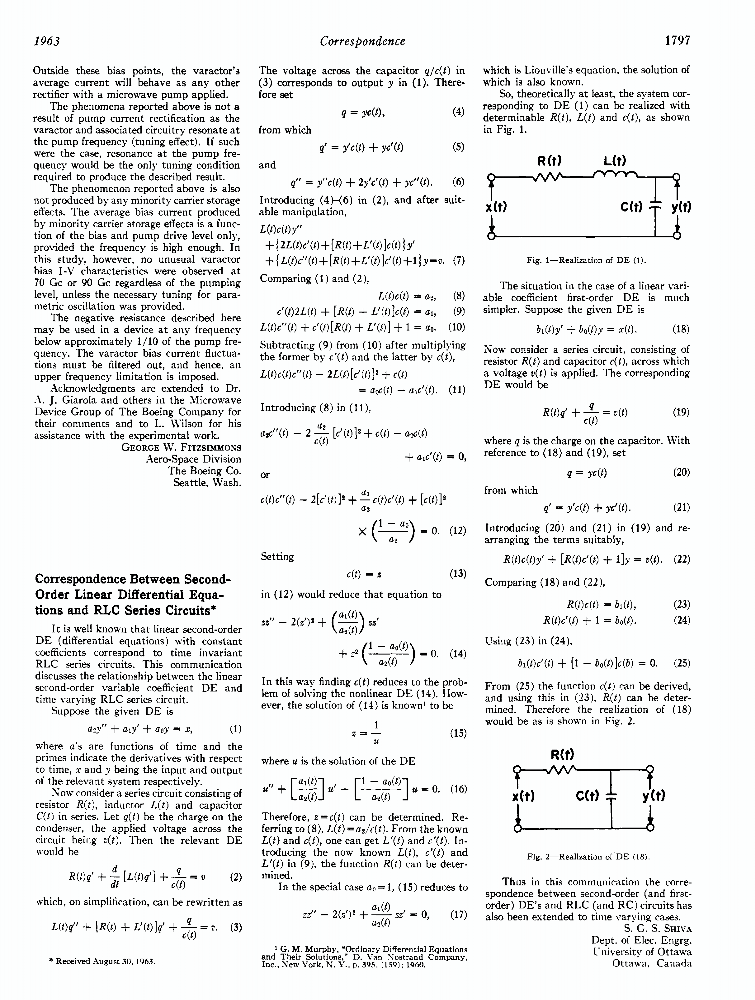 Correspondence between second-order linear differential equations and ...