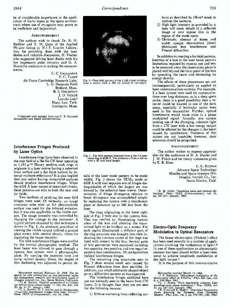 Interference fringes produced by laser optics | IEEE Journals ...