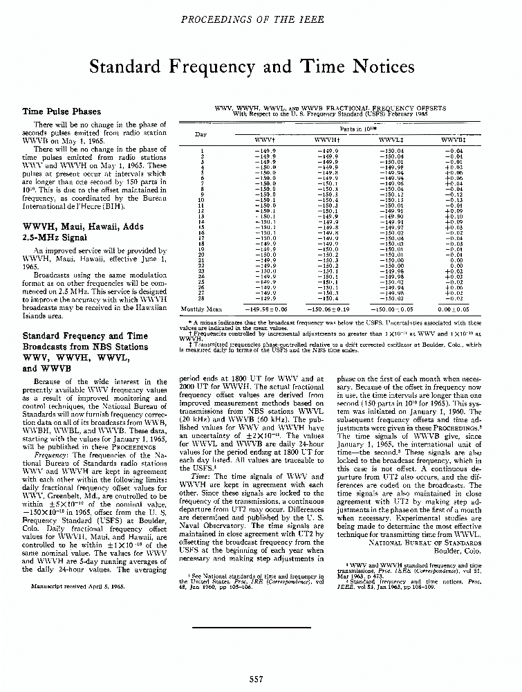Standard frequency and time notices | IEEE Journals & Magazine | IEEE ...