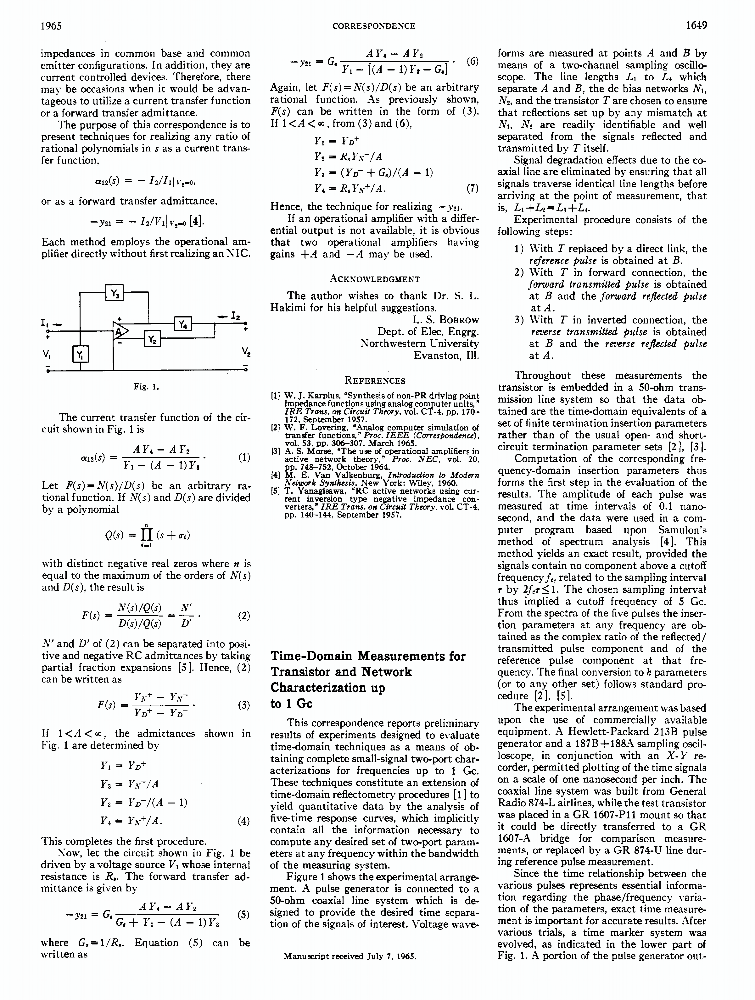 Time Domain Measurements For Transistor And Network Characterization Up To 1 Gc Ieee Journals