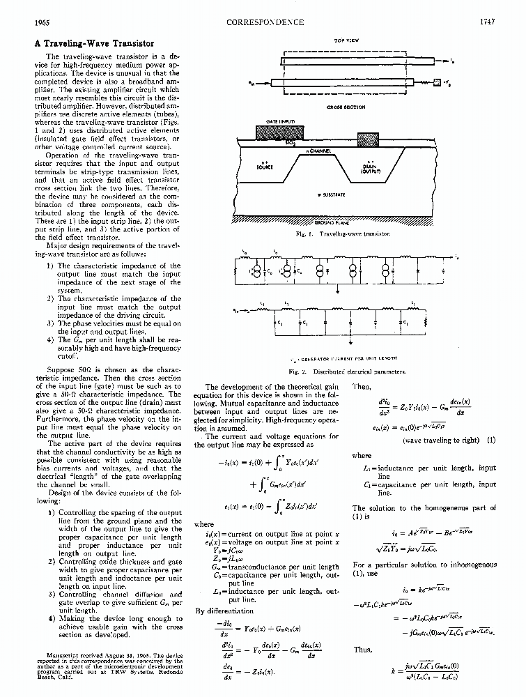A traveling-wave transistor | IEEE Journals & Magazine | IEEE Xplore