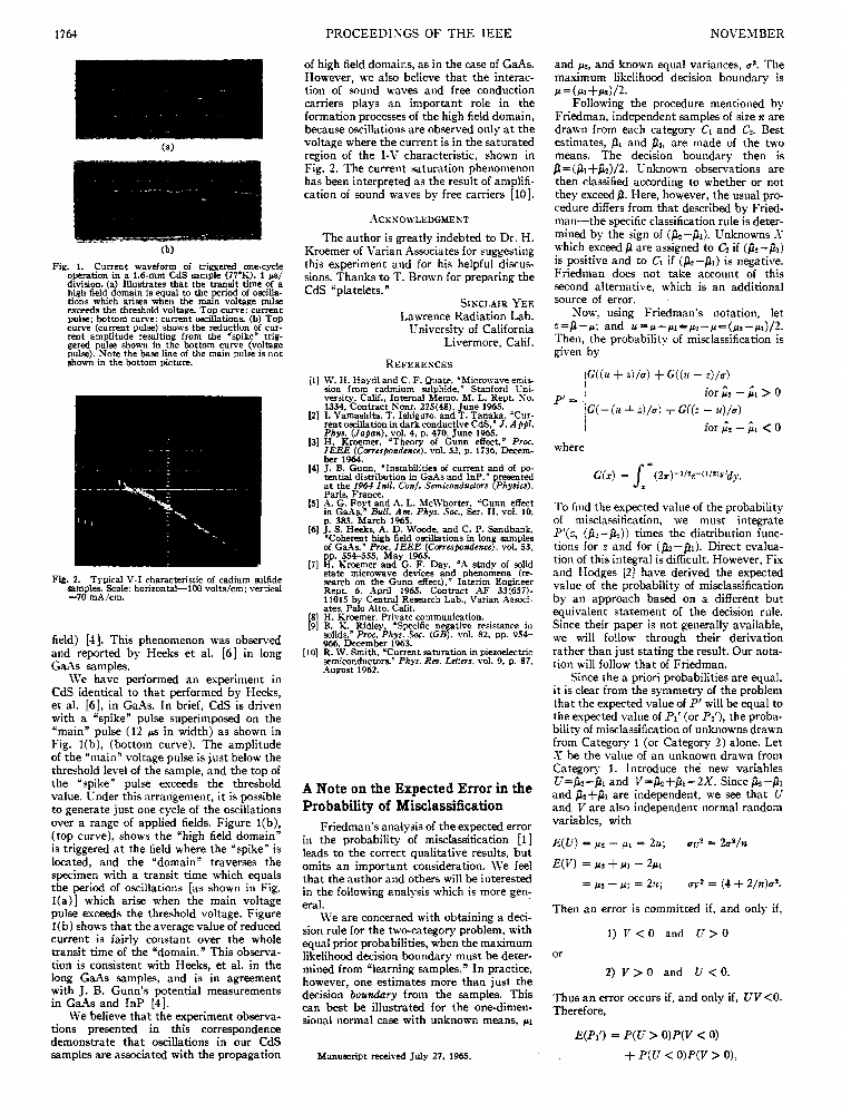 A note on the expected error in the probability of misclassification ...