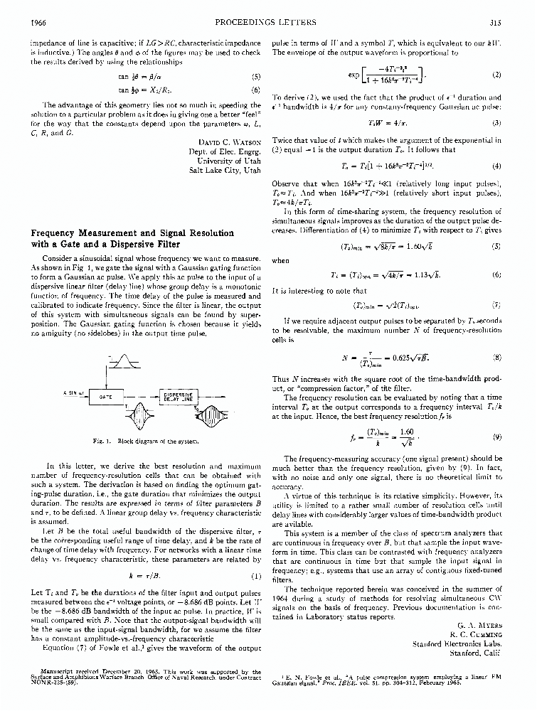 Frequency measurement and signal resolution with a gate and a ...