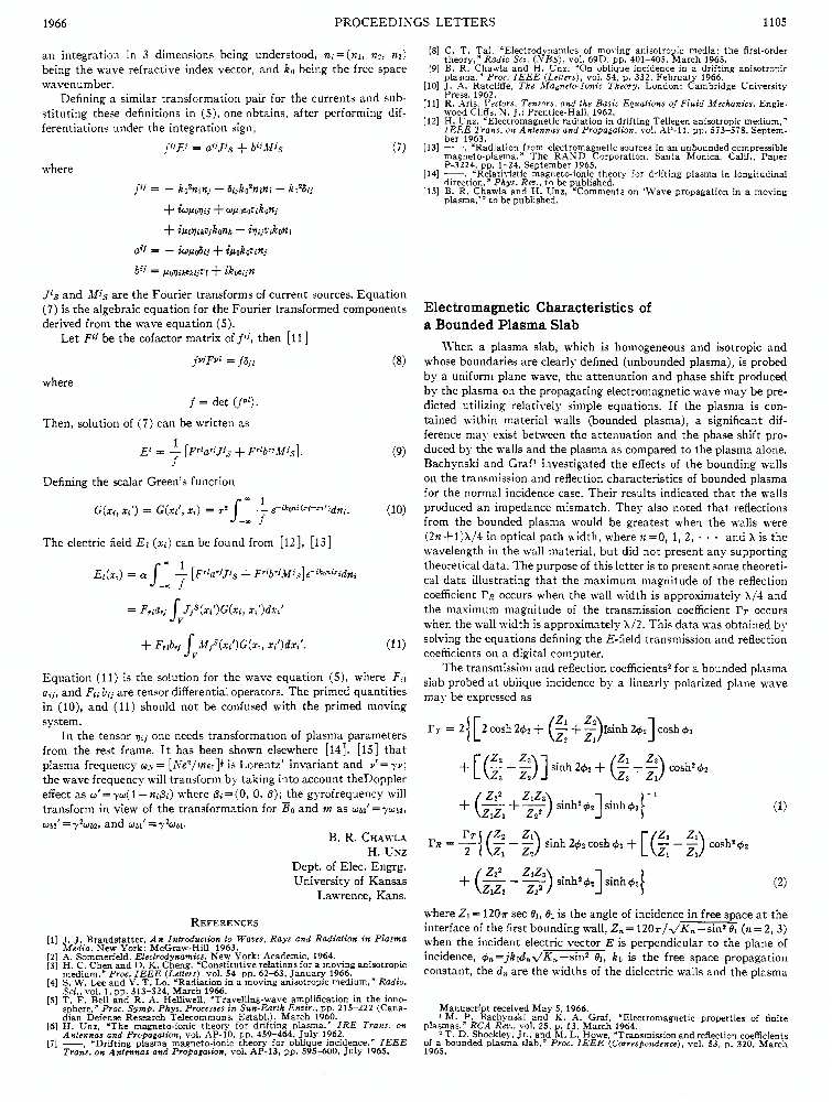 Electromagnetic characteristics of a bounded plasma slab | IEEE ...