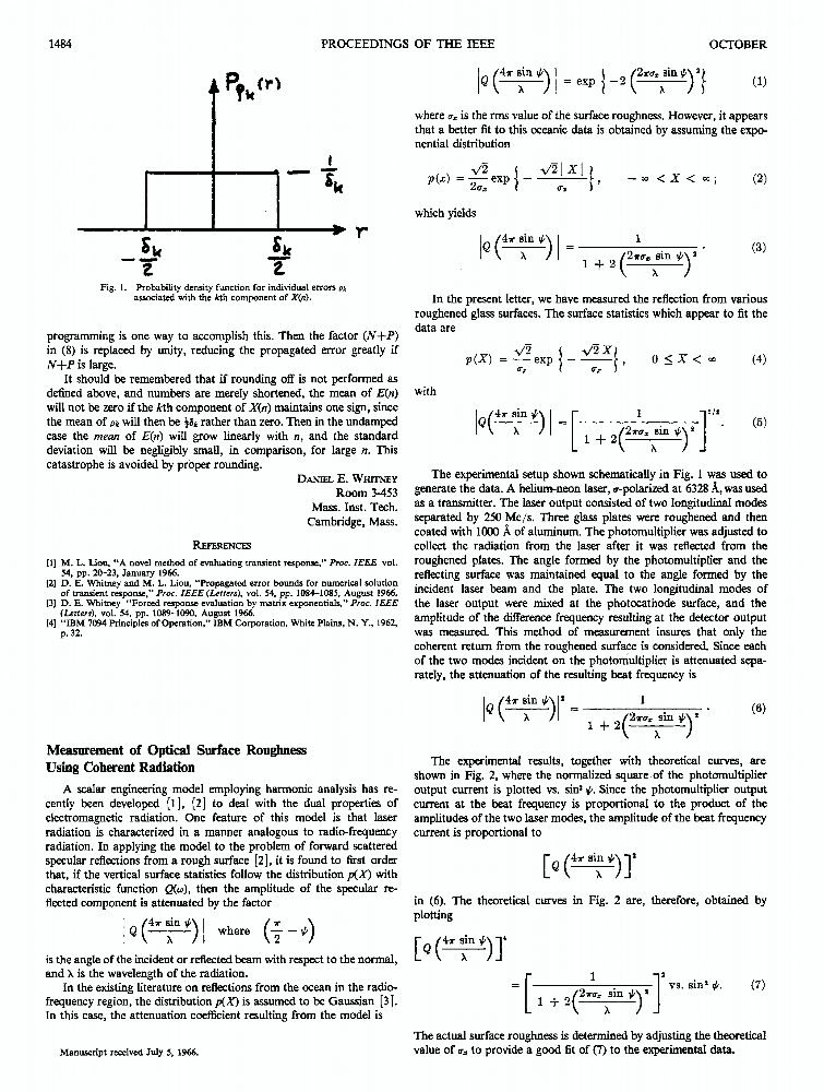 Measurement of optical surface roughness using coherent radiation ...