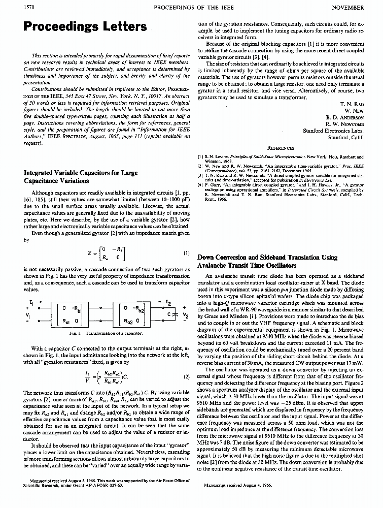 Down conversion and sideband translation using avalanche transit time ...