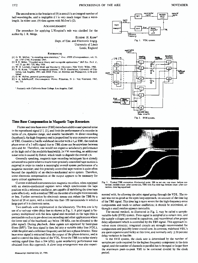 Time base compensation in magnetic tape recorders | IEEE Journals ...
