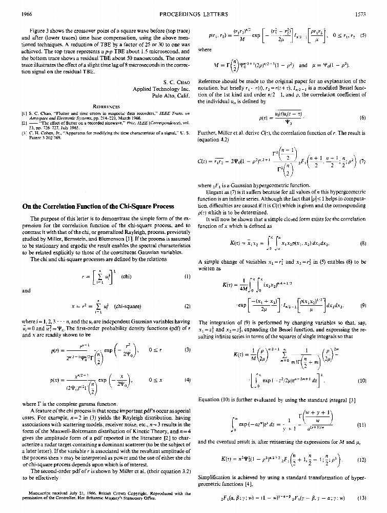 On the correlation function of the chi-square process | IEEE Journals ...