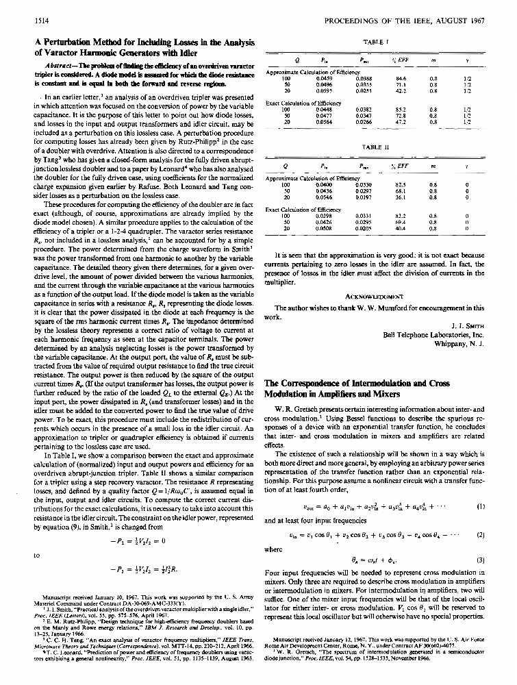 The correspondence of intermodulation and cross modulation in ...