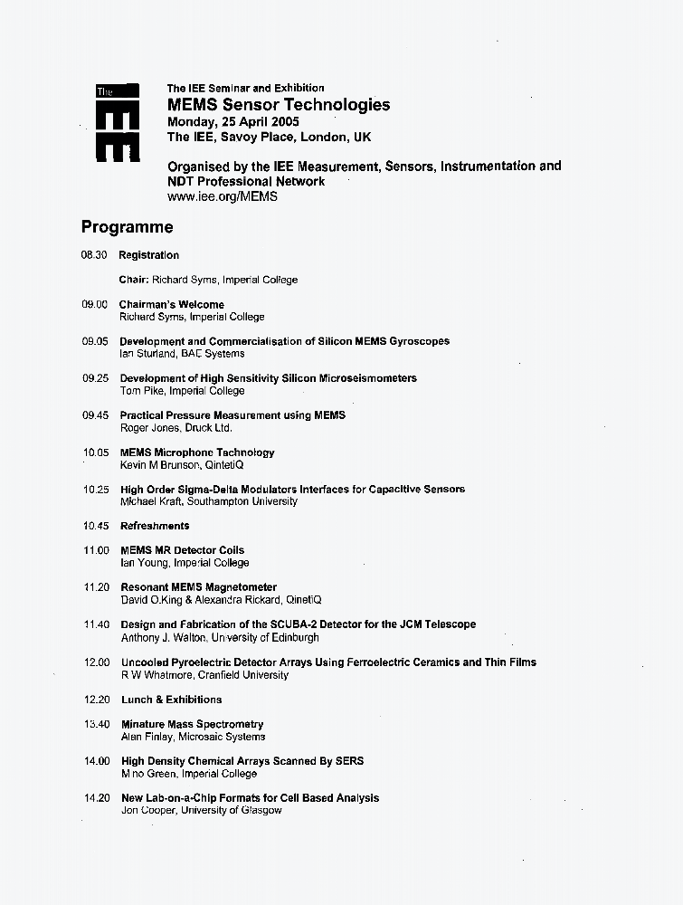 Programme | IET Conference Publication | IEEE Xplore