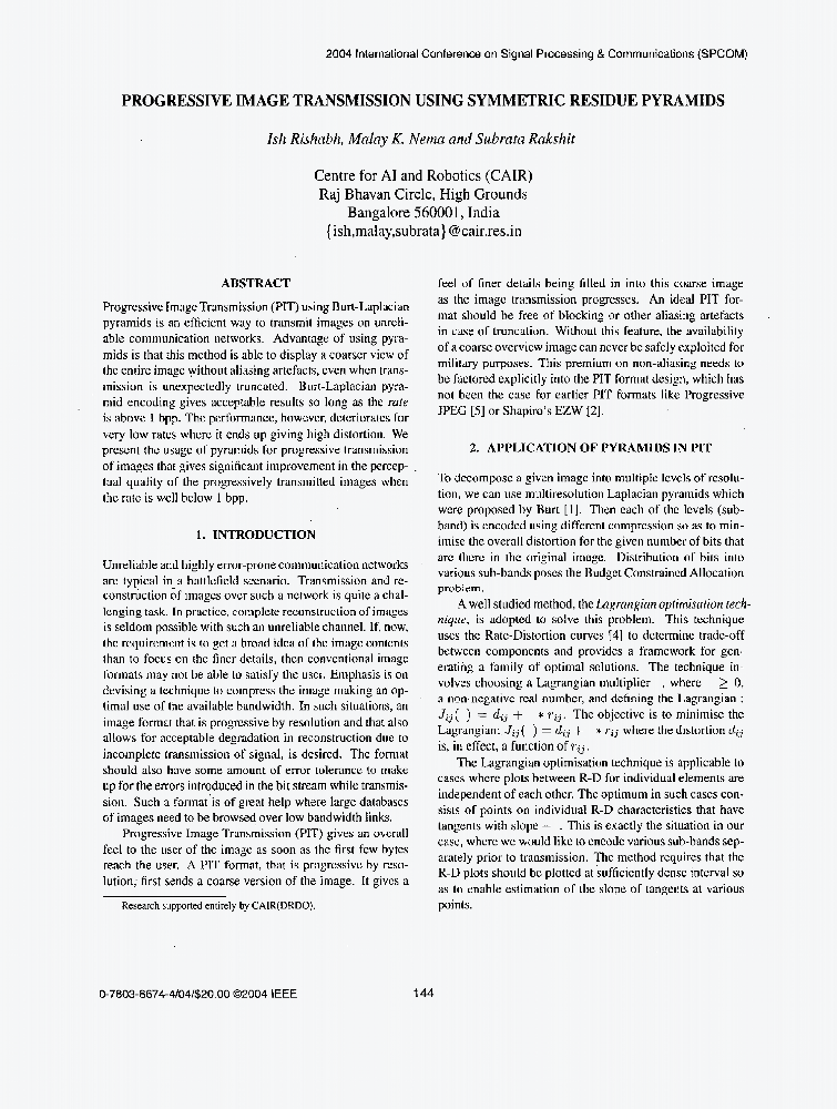 Progressive image transmission using symmetric residue pyramids | IEEE ...