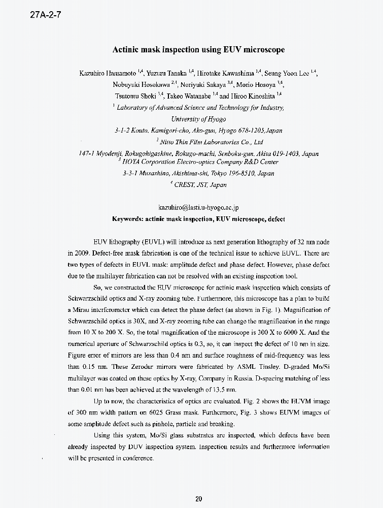 Actinic mask inspection using EUV microscope | IEEE Conference ...