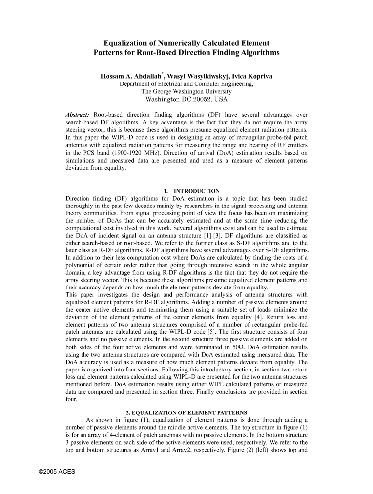 Equalization of Numerically Calculated Element Patterns for Root-Based ...