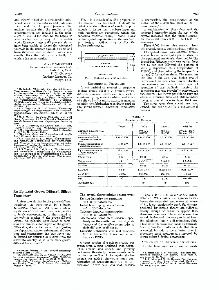 An expitaxial grown-diffused silicon transistor | IEEE Journals ...
