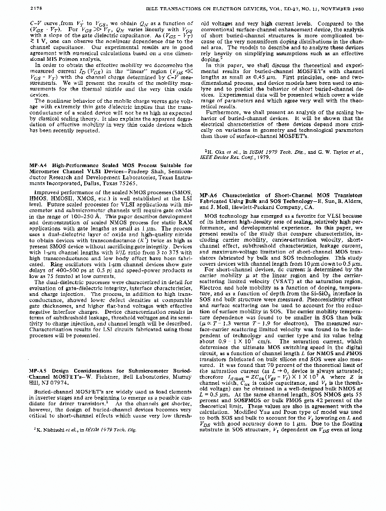 MP-A5 Design considerations for submicrometer buried-channel MOSFET's | IEEE Journals & Magazine ...