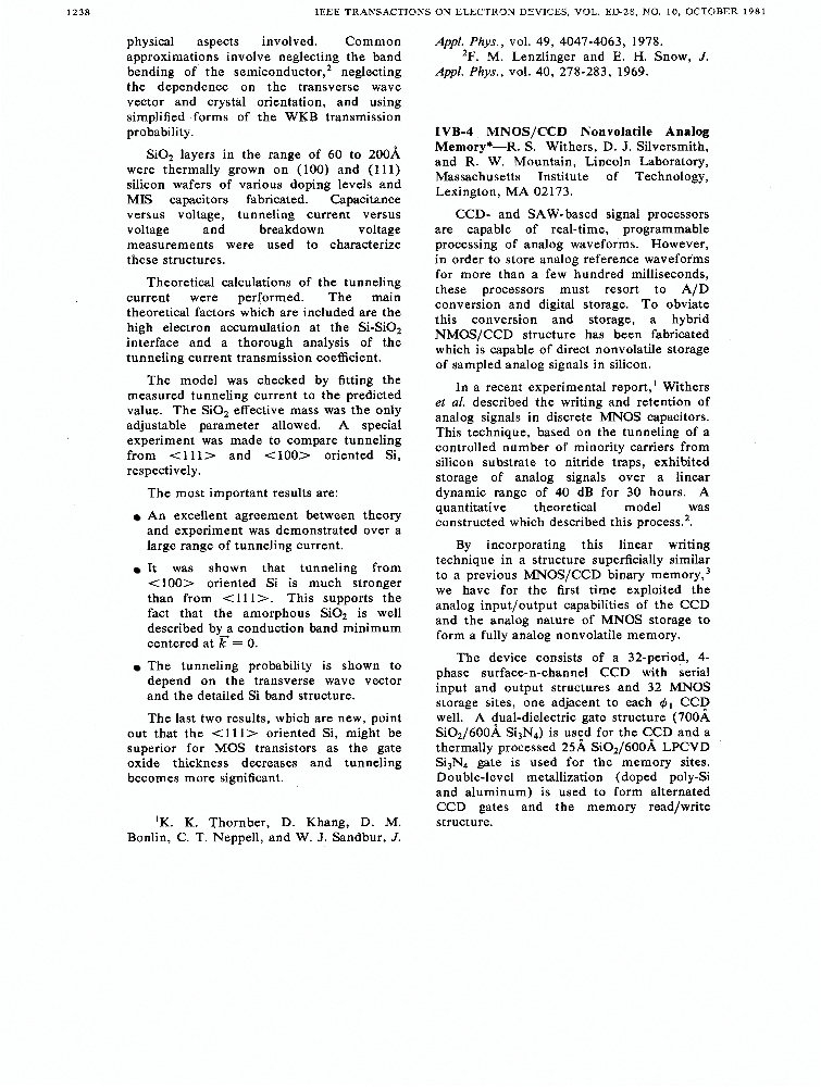 IVB-4 MNOS/CCD nonvolatile analog memory | IEEE Journals & Magazine ...